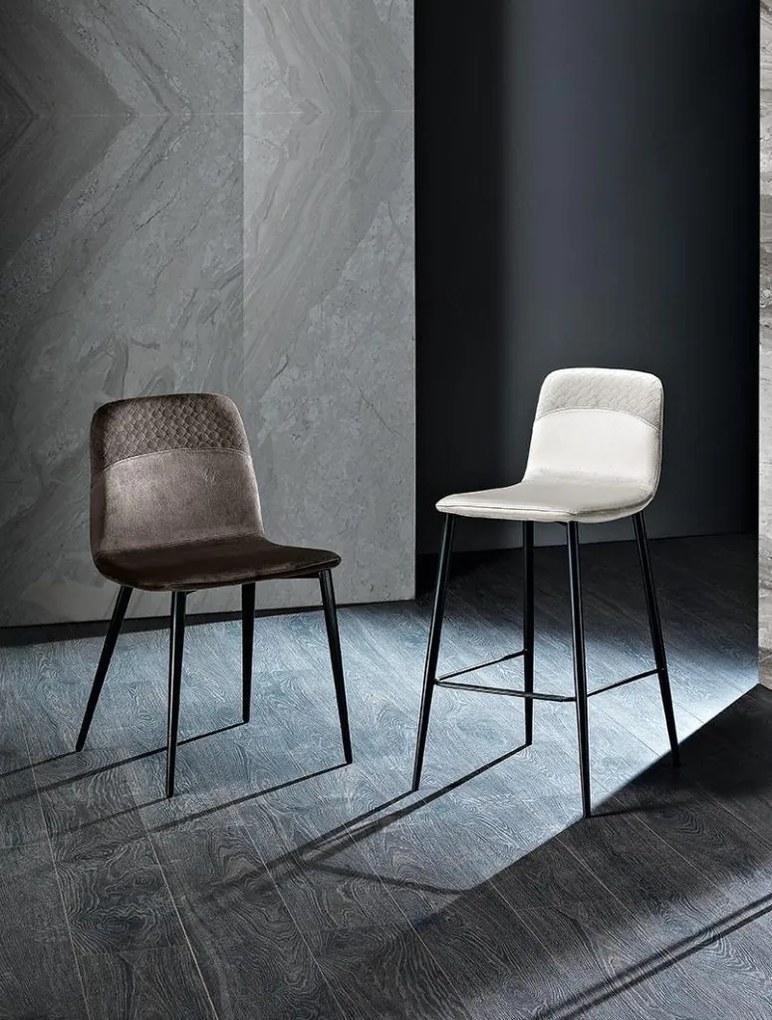 Max Home Luxusní židle Carlotta vzorník tkaniny: Bronx světle šedá, nohy: kovové kónické Antracit 7021