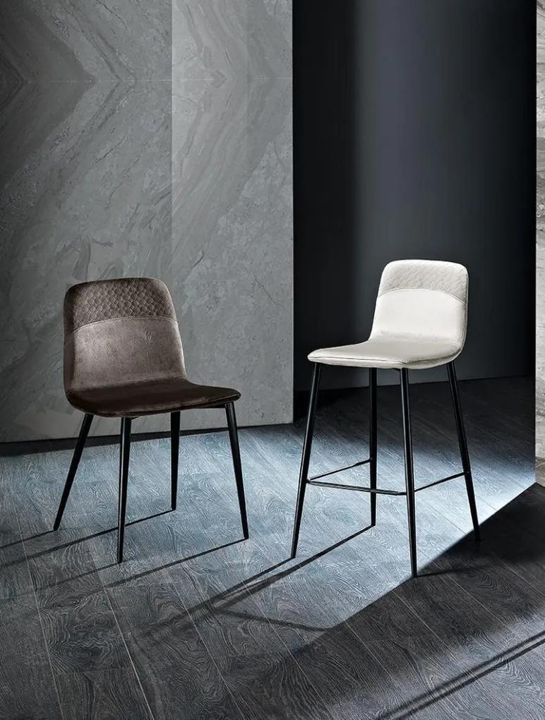 Max Home Luxusní židle Carlotta vzorník tkaniny: Bronx světle šedá, nohy: kovové trubkovité Pebble Grey RAL 7032
