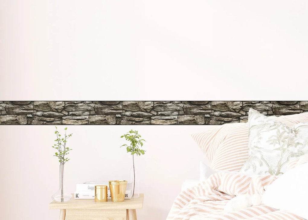 Samolepící bordura na zeď Kamenné Zdivo | 5 m x 13.8 cm | DWB8473
