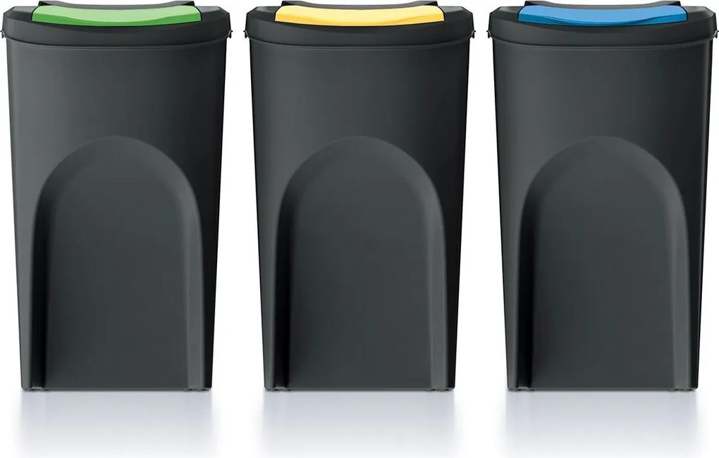 PROSPERPLAST Sada odpadkových košů SORTIBOX, 3x35l