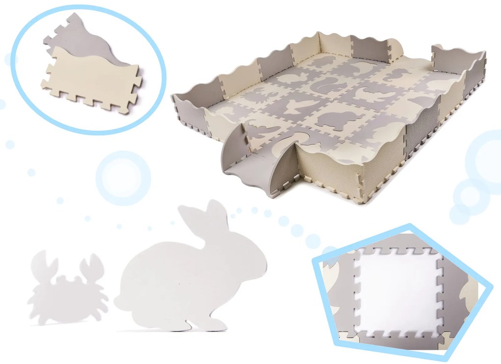 Creative Corner Pěnová podložka na skládání puzzlí/dětská ohrádka 36el. šedá-ecru