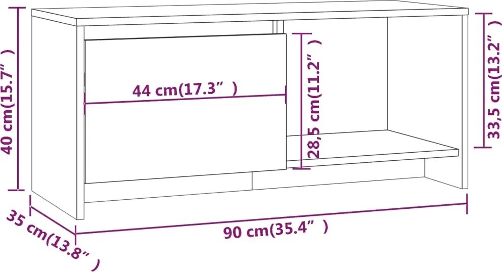 vidaXL TV skříňka 90 x 35 x 40 cm dřevotříska [813017] Barva: kouřový dub