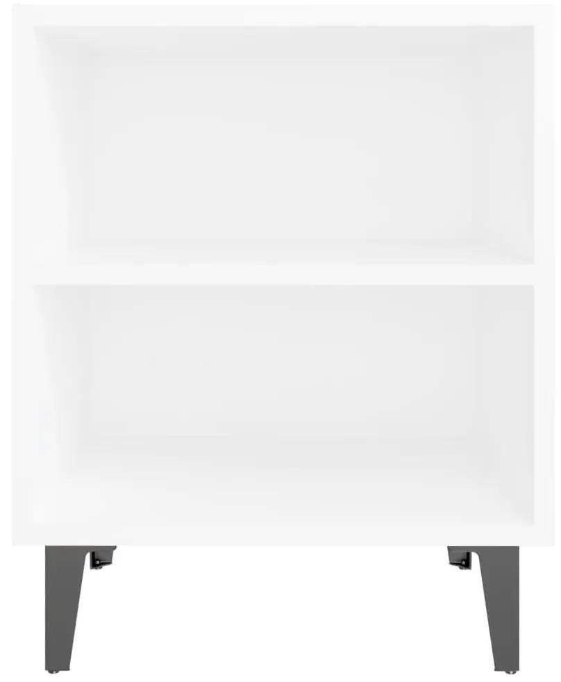 Noční stolek s kovovými nohami bílý 40 x 30 x 50 cm - Default Title