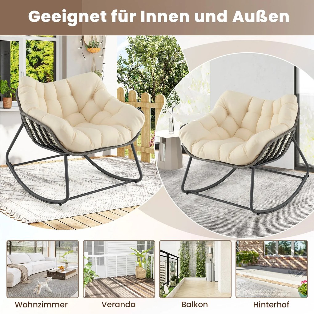 Costway Venkovní houpací křeslo Oversized Patio PE proutěné křeslo s vejci