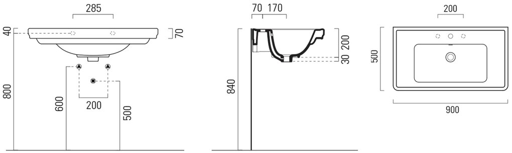 GSI CLASSIC keramické umyvadlo 90x50cm, bílá ExtraGlaze - 8788111