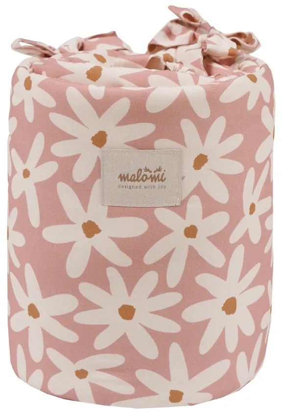 OnaDnes -20% Malomi Kids Růžový bavlněný mantinel do postýlky Blush Daisies 180 cm