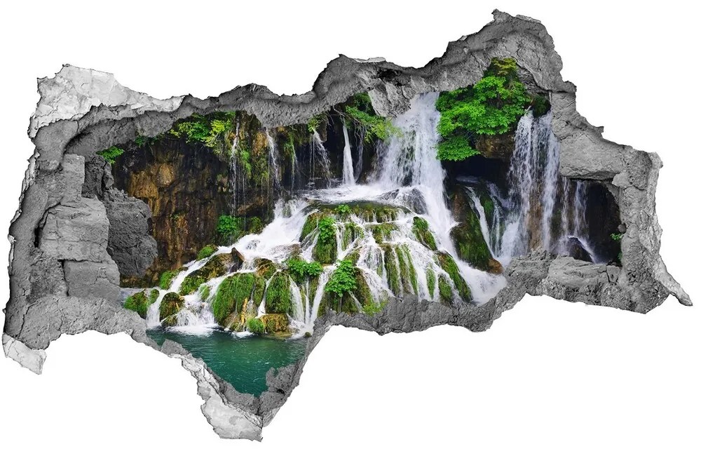 Wallmuralia Nálepka fototapeta 3D Vodopád v horách 95x73 cm