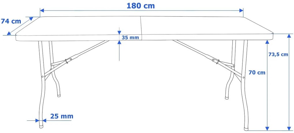 Cateringový stůl PARTY 180 cm černý