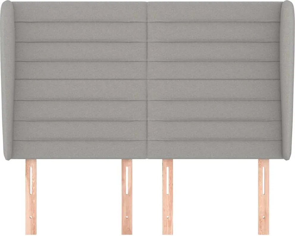 Čelo postele typu ušák světle šedé 147x23x118/128 cm textil 3118094