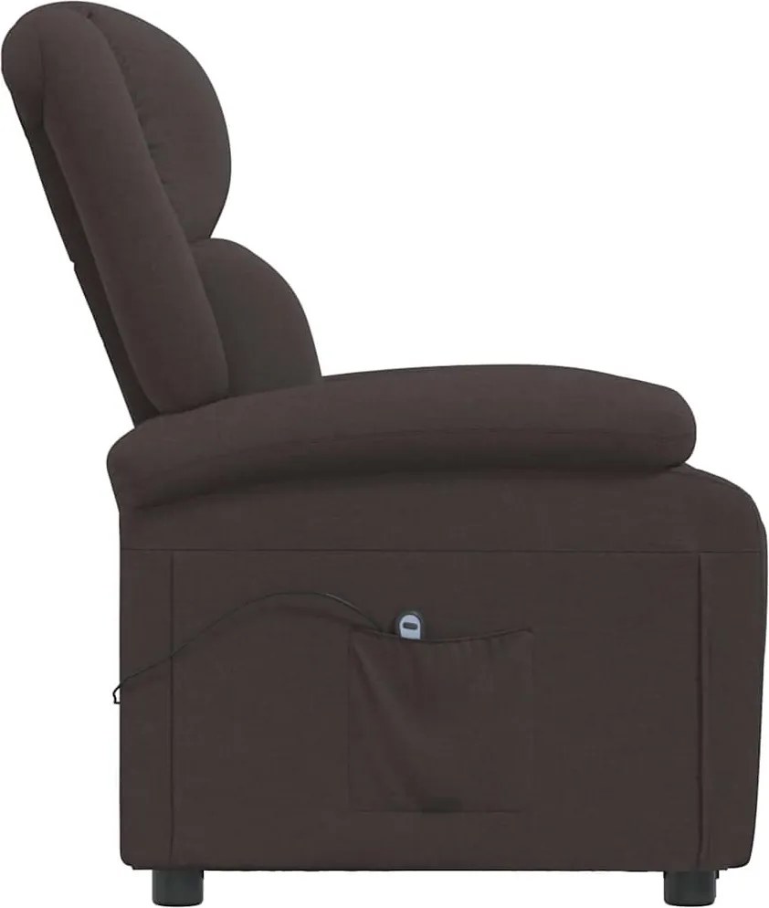 Elektrické polohovací křeslo tmavě hnědé textil 3098357