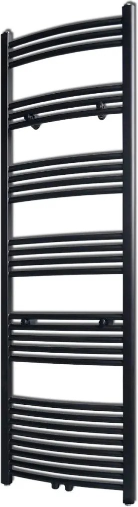Žebříkový radiátor na ručníky - obloukový - ústřední topení - černý | 500x1732 mm