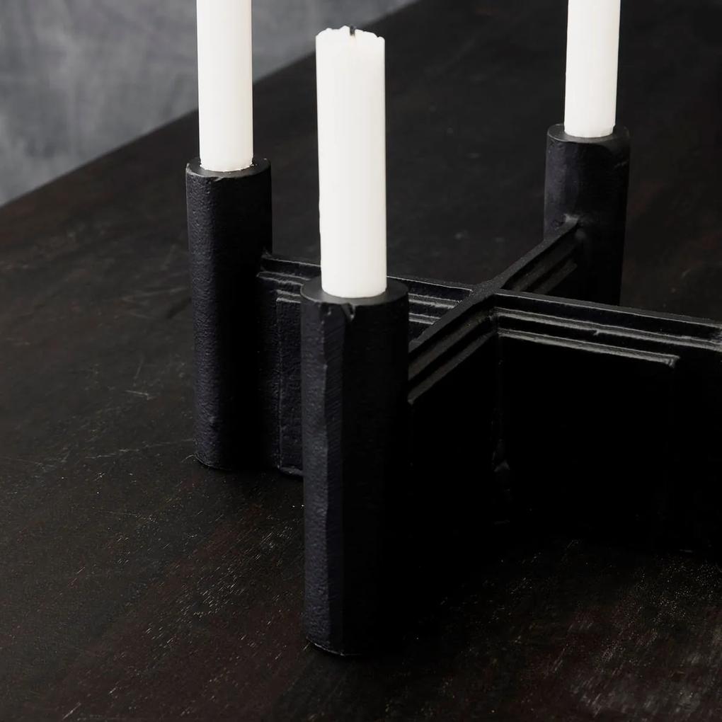 Hliníkový adventní svícen na 4 svíčky LAYERS House Doctor - černý