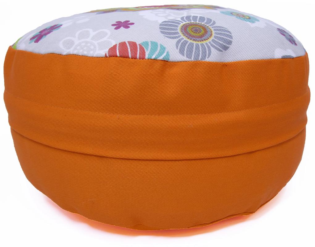 S radostí - vlastní výroba Meditační polštář s mandalkou - oranžový Velikost: ∅35 x v30 cm