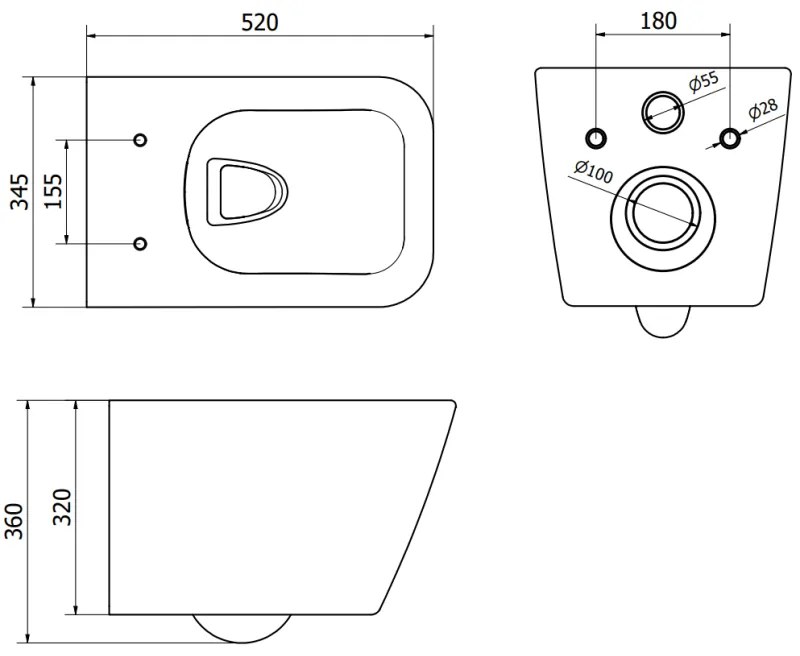 Mexen WC podomítkový set Felix XS-U stojan s WC mísou Cube i deską wolnoopdającą, Bílá - 68530924000