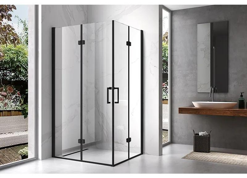 BPS-koupelny Obdélníkový sprchový kout HYD-OK13A 100x90 černý/transparent + vanička HYD-OSV-ST04A černá
