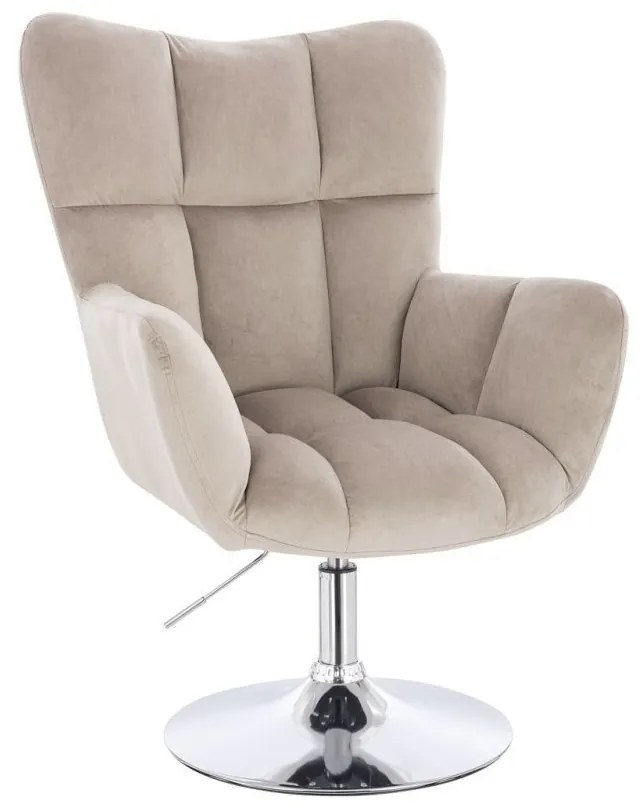LuxuryForm DESIGN Otočné křeslo AURORA VELUR na stříbrném talíři - latte