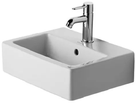 Duravit Vero - Umývátko 45x35 cm, s přepadem, s otvorem pro baterii, WonderGliss, bílá 07044500001