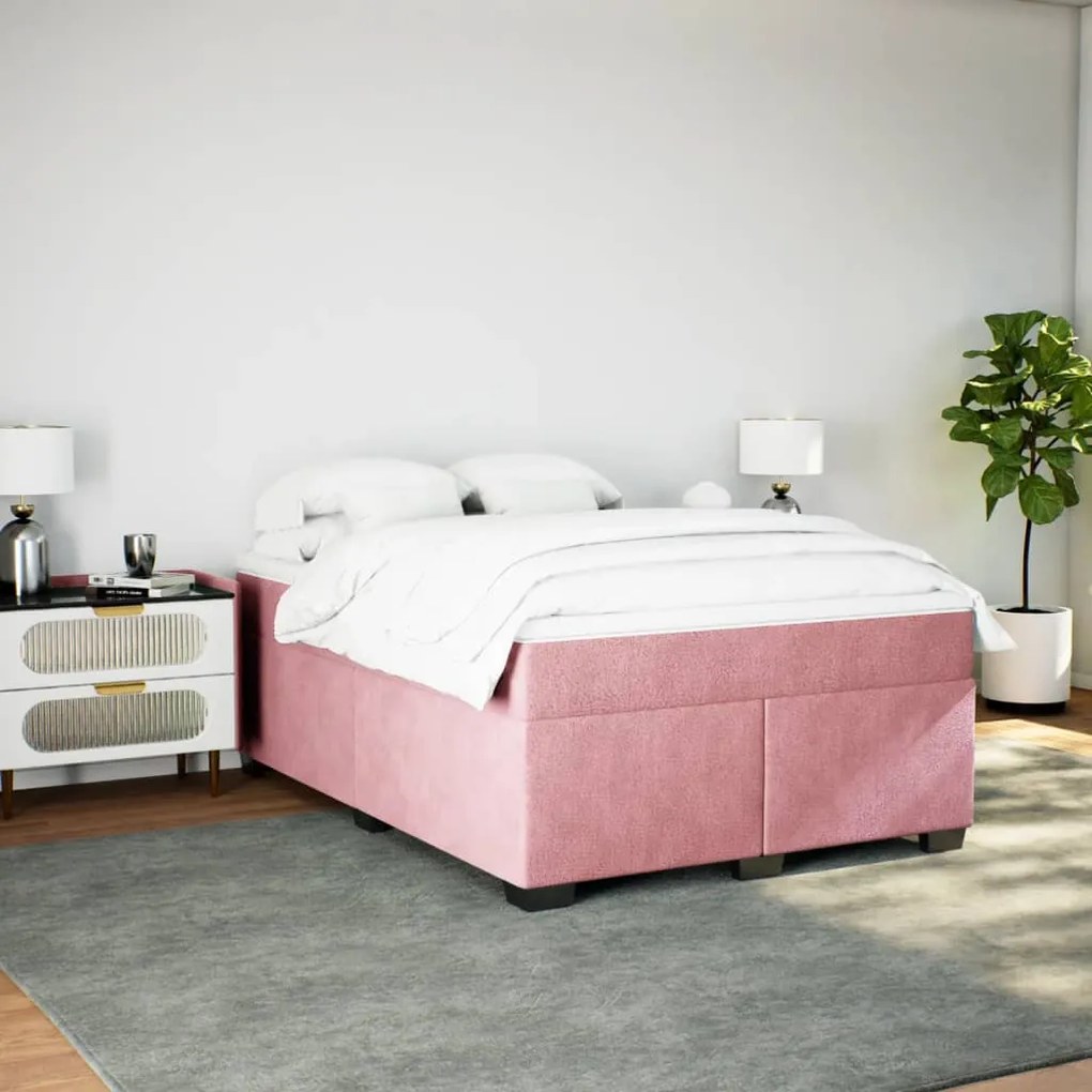 Box spring postel s matrací růžová 160x200 cm samet 3285298