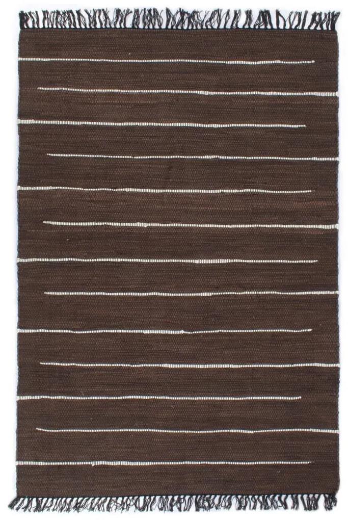 Ručně tkaný koberec Chindi bavlna - hnědý | 120x170 cm