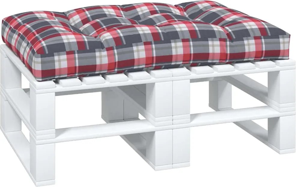 Poduška na palety červená károvaná 120 x 80 x 12 cm textil 314421