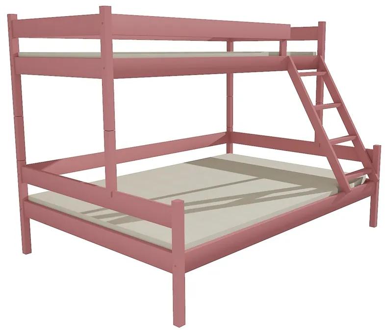 Vomaks Patrová postel s rozšířeným spodním lůžkem PPS 002 100/120 x 180 cm netransparentní barva růžová