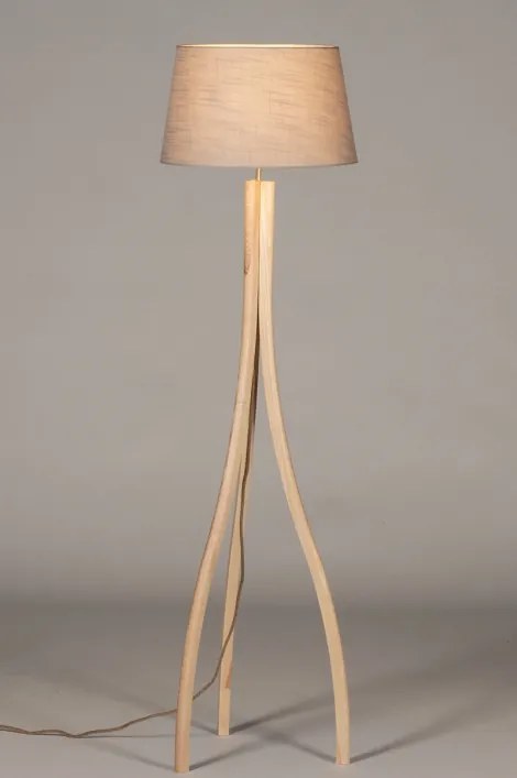 Stojací designová lampa Arbon Dark Taupe and Natur Wood