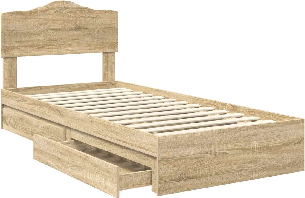 Postel s úložným prostorem se zásuvkou Sonoma dub 70 x 190 cm 3413147