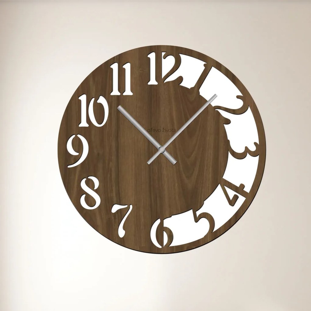 dřevo života Nástěnné hodiny CLOCK Zvolte barvu dekoru: Antracit-Černá, Zvolte velikost hodin (cm): 40x40, Barva ručiček: Černé