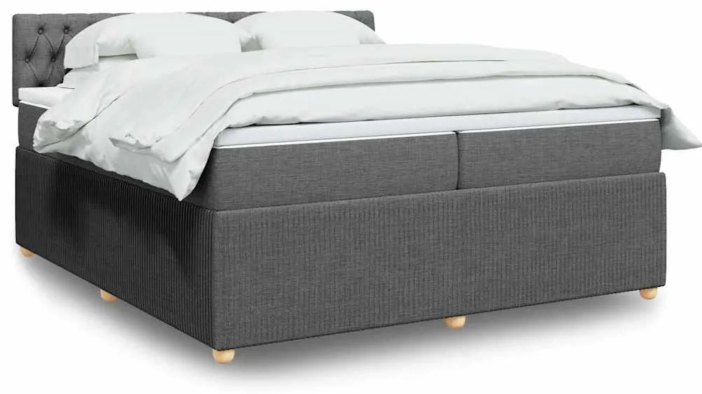 Box spring postel s matrací tmavě šedá 200x200 cm textil 3287571
