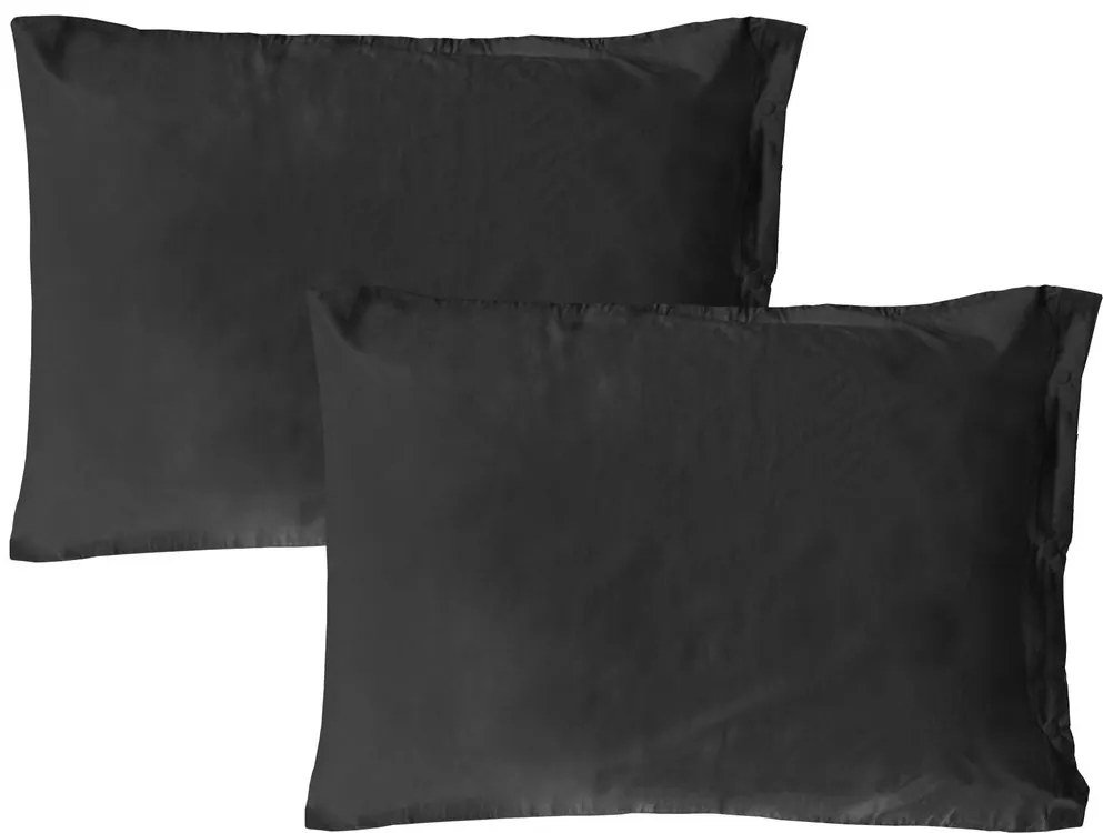Povlak na polštář italské výroby 100% bavlna - 2 ks černá - 2 ks 70x90 cm