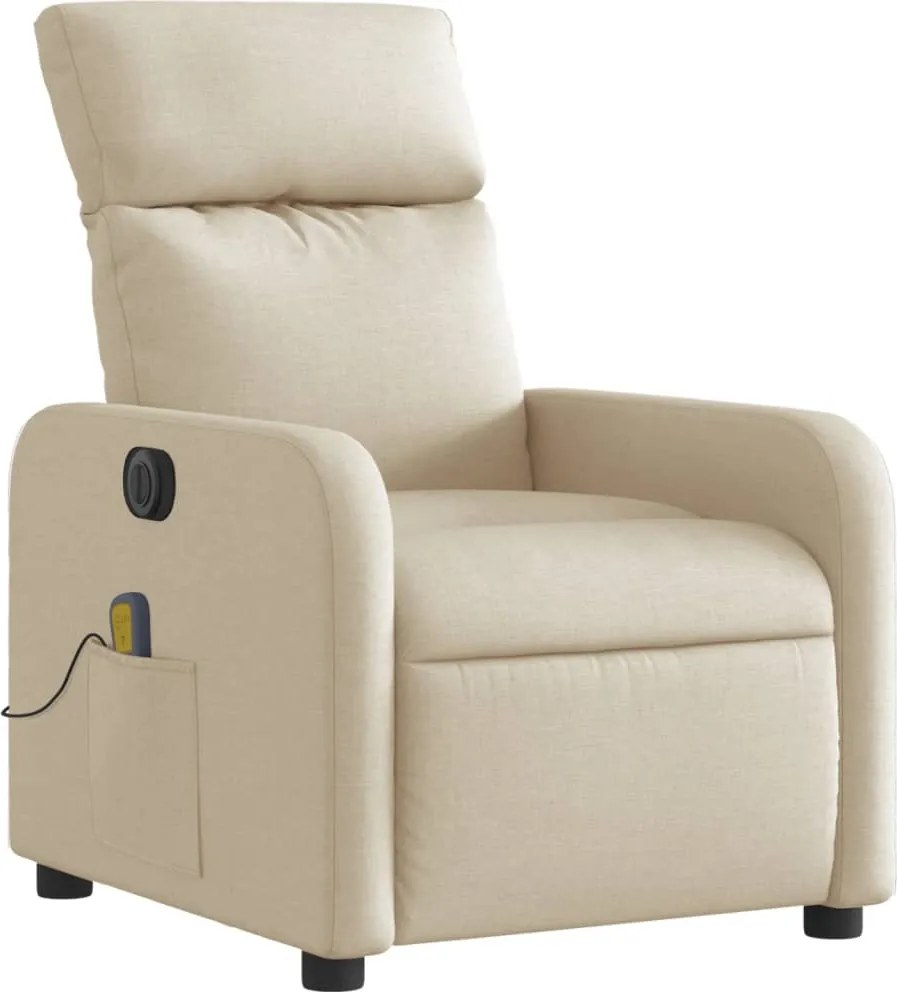 Elektrické masážní polohovací křeslo krémové textil 3206698