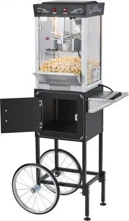 Výrobník popcornu s vozíkem, Konvice z nerezové oceli o objemu 0,2 kg VEVOR – Černá