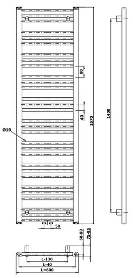 Bruckner - Koupelnový radiátor ALBRECHT 765W/230V 60x157 cm bílá
