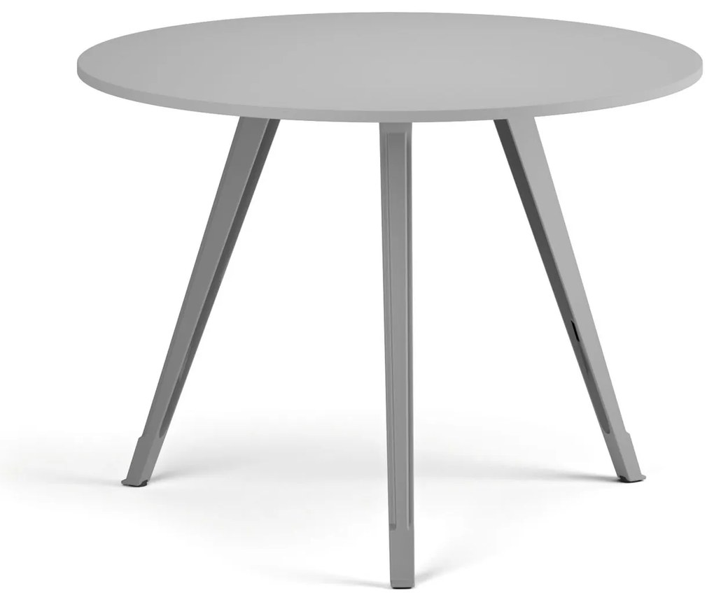 Konferenční stůl PRIMO ZEN, průměr 100 cm, šedostříbrná podnož, šedá
