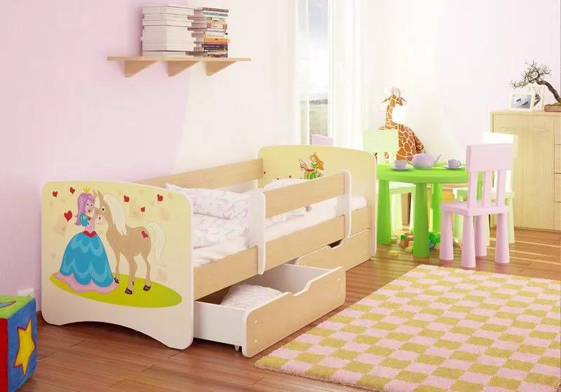 MAXMAX Dětská postel PRINCEZNA A KONÍK funny 180x90 cm - bez šuplíku