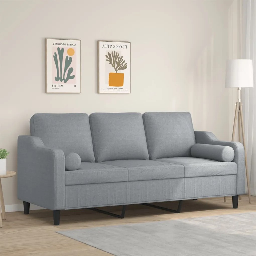 3místná pohovka s polštáři světle šedá 180 cm textil 3200853
