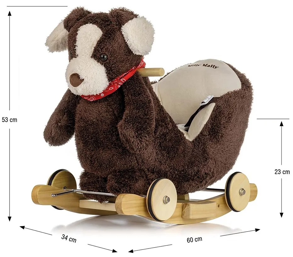 Houpací pejsek s melodií a kolečky Milly Mally Polly Plus Brown Dog
