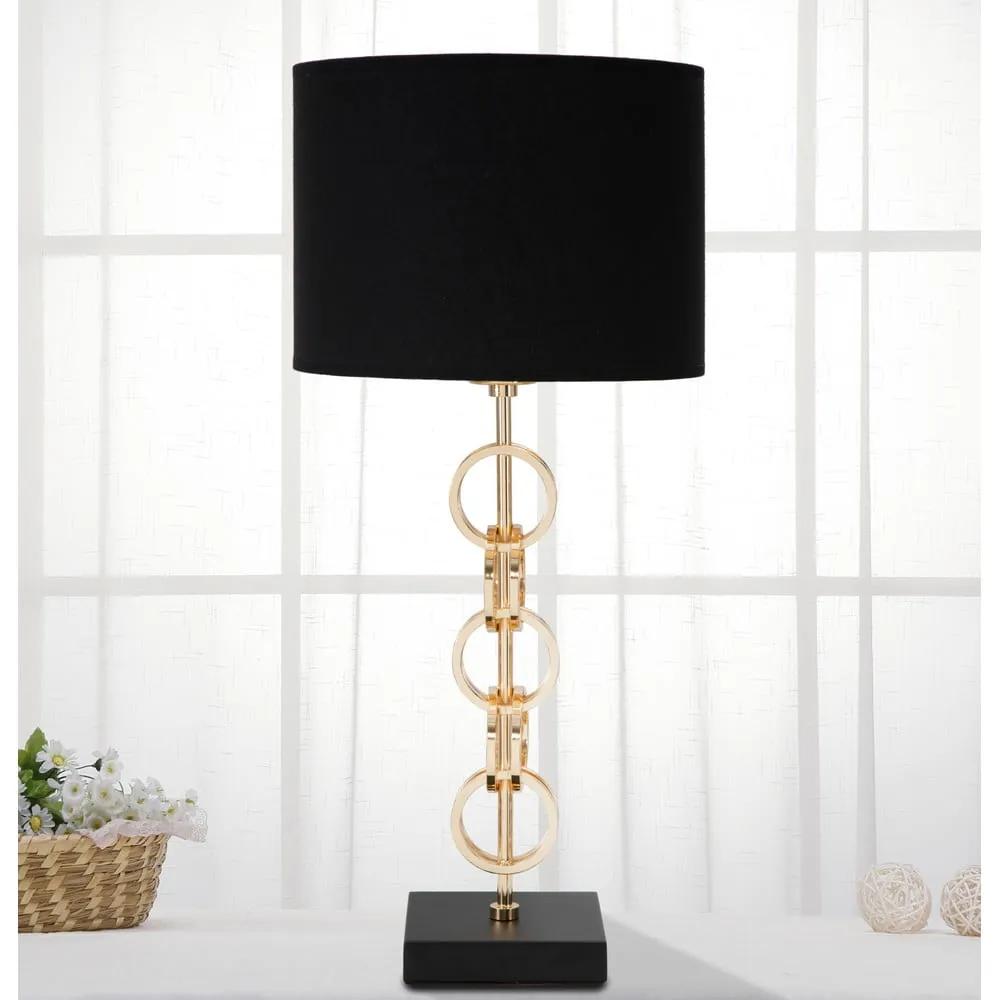 Stolní lampa v černo-zlaté barvě Mauro Ferretti Glam Rings, výška 54,5 cm