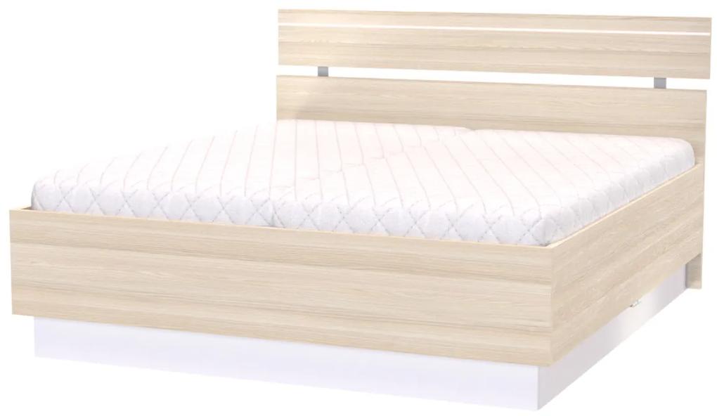 Nábytek Mikulík Dvoulůžková postel SMART L s úložným prostorem a LED, 180×200 cm Dekor: Dub harmony