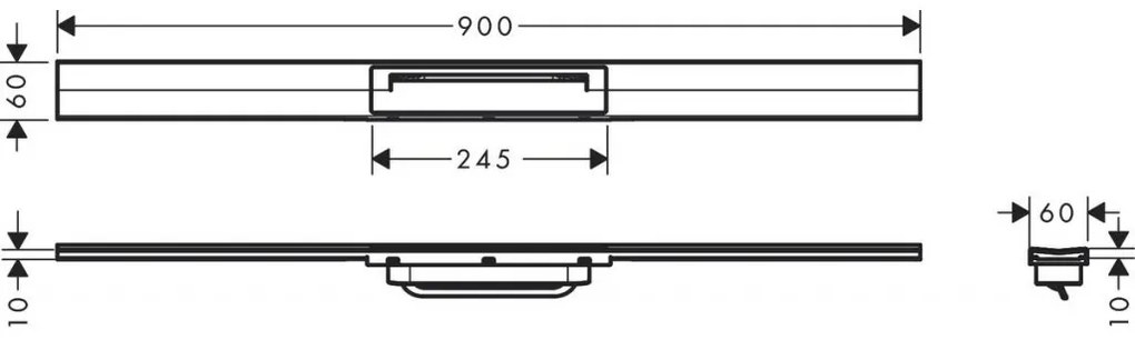 Hansgrohe RainDrain Flex - Vrchní sada sprchového žlabu 900, zkracovatelný, pro instalaci volně na plochu, černá matná 56045670