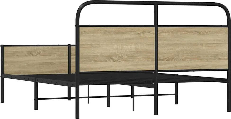 Kovový rám postele bez matrace dub sonoma 150 x 200 cm 3318693
