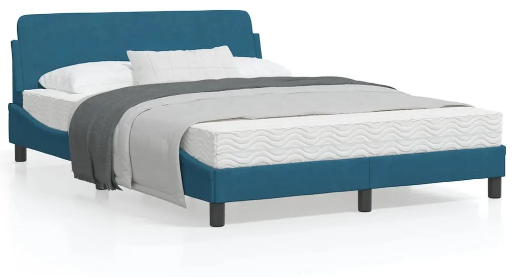 Rám postele s čelem modrý 120 x 200 cm samet - Default Title