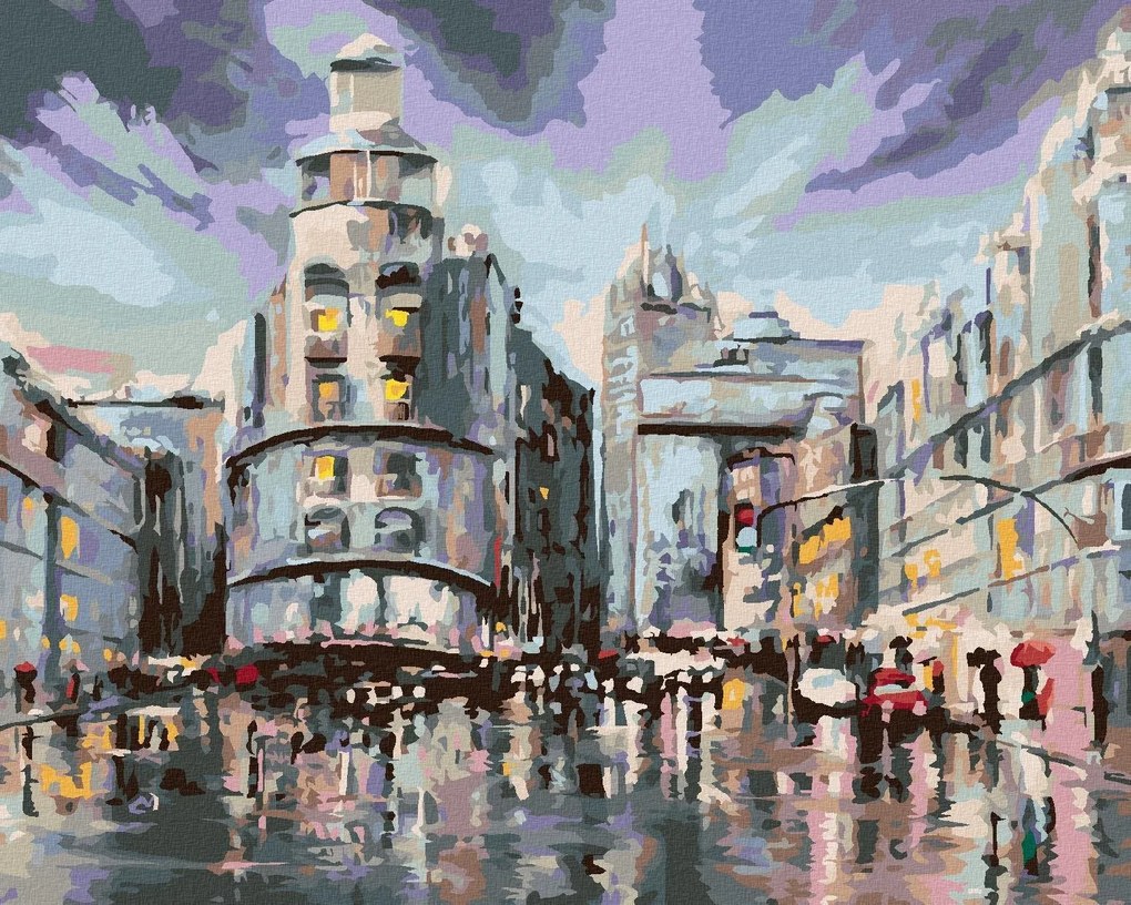 zuty zuty - malování podle čísel - madrid a deštivé počasí, 40x50 cm, plátno