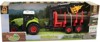 MaDe 07213 Traktor s přívěsem, ramenem, zelená / od 3 let