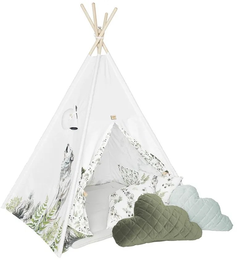 lovel.cz Dětský stan teepee Forest wolf + podložka + 4 polštáře