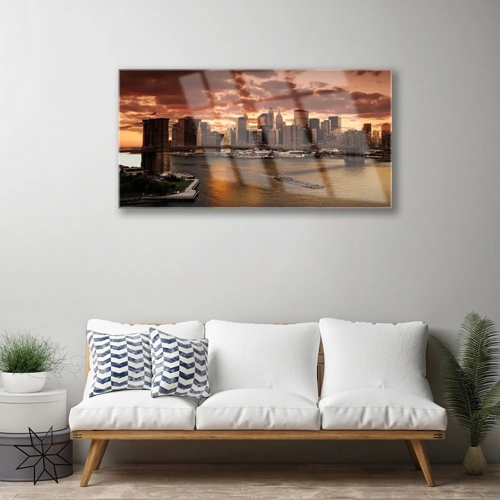 Obraz na skle Město Brooklynský Most 120x60 cm