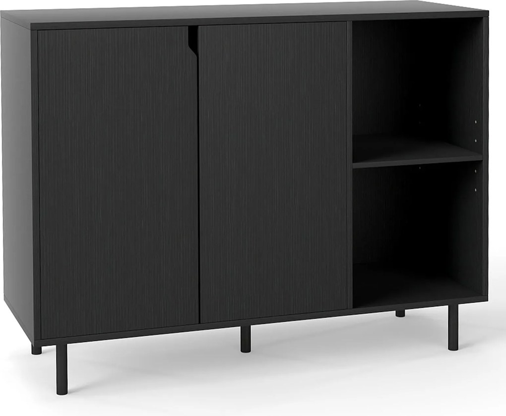 Costway Dřevěný příborník s 4 přihrádkami a 2 dvířky