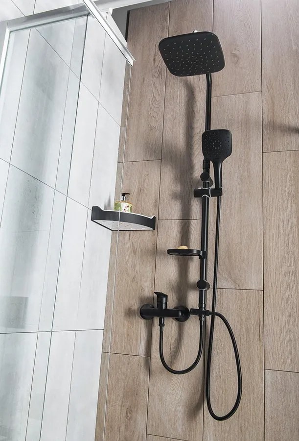 Aqualine, KERA sprchový sloup s připojením na baterii, černá, SL435