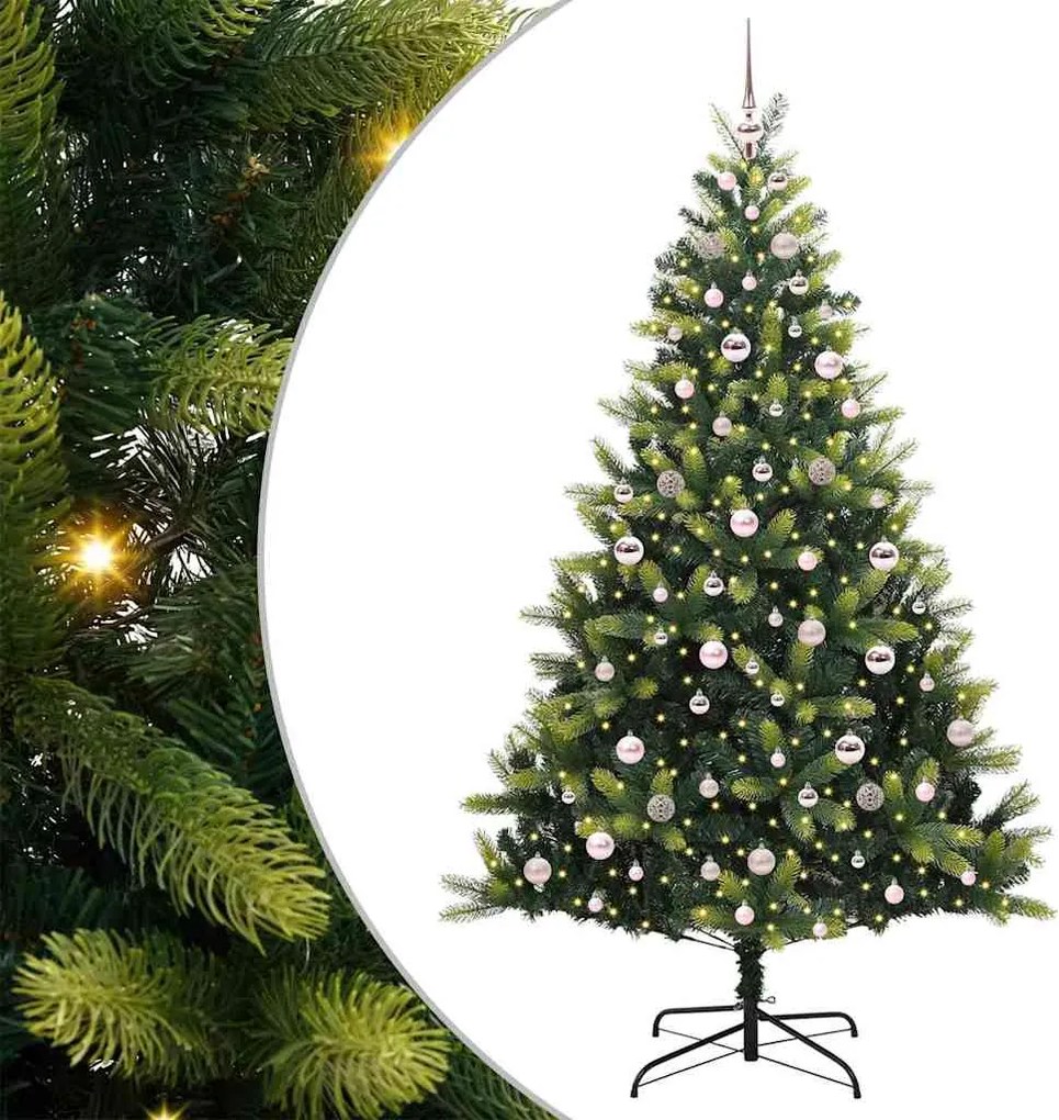 Umělý skládací vánoční stromeček 300 LED Zelená 210 cm PVC a PE 3396002