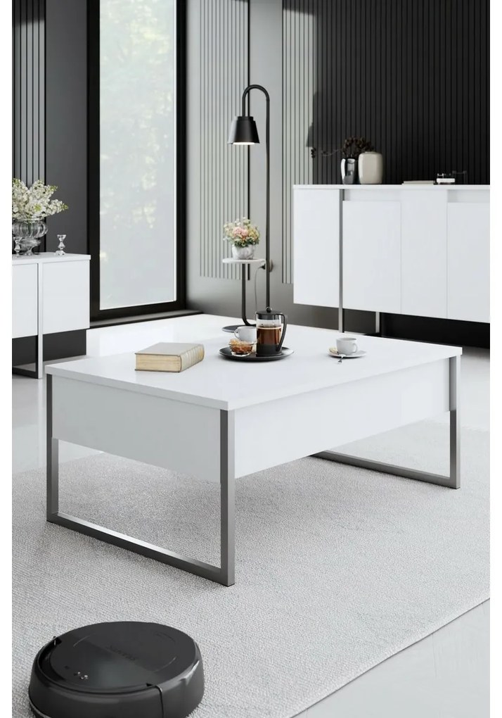Konferenční stolek Luxe White and Silver